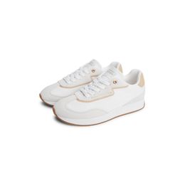 Sneaker Tommy Hilfiger "TH RETRO RUNNER MIX", Damen, Gr. 36, ecru, rose, Lederimitat, Textil, Veloursleder, Schuhe Sneaker, Freizeitschuh, Halbschuh, Schn&uuml;rschuh mit seitlicher Logopr&auml;gung