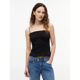 Smoktop Tommy Jeans "TJW SLIM SMOCK STRAPPY TOP", Damen, Gr. XL (46), schwarz, Web, Obermaterial: 87% Baumwolle, 10% Polyester, 3% Elasthan, unifarben, slim fit taillenlang, eckiger Ausschnitt, Tops, Baumwollmischung, slim fit