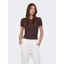 Kurzarmshirt Only "ONLILSE S/S TOP STRUCTURE JRS NOOS", Damen, Gr. S, deep mahogany, Jersey, Obermaterial: 100% Polyester, unifarben, regular fit normal, U-Boot-Ausschnitt, Shirts, Kunstfaser, regular fit