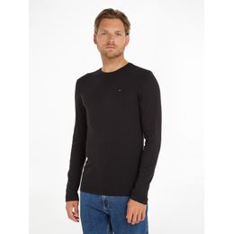 Langarmshirt Tommy Jeans "TJM ORIGINAL RIB LONGSLEEVE TEE", Herren, Gr. M (48/50), schwarz (tommy schwarz), Obermaterial: 100% Baumwolle, unifarben, Basic, schmal, Rundhals, Shirts Langarmshirt
