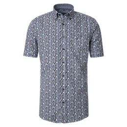 Kurzarmhemd Casamoda "Casamoda Freizeithemd Kurzarm Print", Herren, Gr. L, Normalgr&ouml;&szlig;en, blau (graues dunkelblau), 100% Baumwolle, bedruckt, comfort fit, Hemden