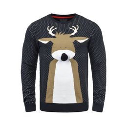 Strickfleece-Pullover Blend "Strickpullover BHRudolph", Herren, Gr. L, blau (schwarz navy, nose), Obermaterial: 100% Polyacryl PAN., Pullover