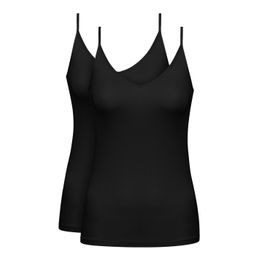 Spaghettitop Mey "Pure Sense", Damen, Gr. 4XL (5XL), schwarz, Feinripp, Obermaterial: 50% Viskose, 46% Polyamid, 4% Elasthan, unifarben, k&ouml;rpernah h&uuml;ftbedeckend, tiefer V-Ausschnitt, Tops, ohne auftragende Seitenn&auml;hte, tiefer V-Ausschnitt