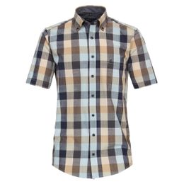 Kurzarmhemd Casamoda "Casamoda Freizeithemd Kurzarm kariert", Herren, Gr. L, Normalgr&ouml;&szlig;en, blau (graues dunkelblau), 100% Baumwolle, kariert, l&auml;ssig geschnitten, Hemden