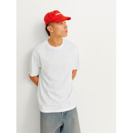 Jack & Jones Rundhalsshirt JACK & JONES "JORFREDERIKSBERG TEE SS CREW NECK NOOS", Herren, Gr. S, wei&szlig; (hellwei&szlig;), Jersey, Obermaterial: 100% Baumwolle, unifarben, regular fit normal, Rundhals, Shirts Rundhalsshirt