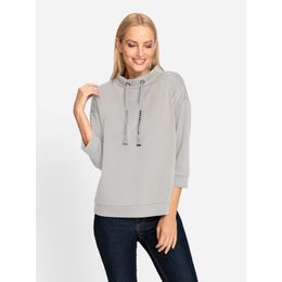 Sweatshirt Heine, Damen, Gr. 42, grau (hellgrau), 50% Modal, 44% Polyester, 6% Elasthan, unifarben, Sweatshirts Sweatshirt