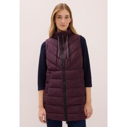 Steppweste Cecil, Damen, Gr. M (40), schwarz plum, Stoff, Obermaterial: 100% Polyester; Futter: 100% Polyester; F&uuml;llung: 100% Polyester, unifarben, normal kniefrei, hoch geschlossener Ausschnitt, Westen Steppweste, mit Kapuze mit Tunnelzugband