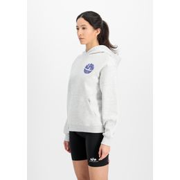 Hoodie Alpha Industries "Logo Hoodie Backprint W", Damen, Gr. L, grau (pastel grau melange), Obermaterial: 80% Baumwolle, 20% Polyester, loose fit, Sweatshirts Hoodie