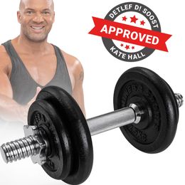 miweba Sports Kurzhantel MKH110, 10 kg, Gewichte aus Gusseisen, Stahl-Hantelstange, Sternverschluss (Einzelhantel)
