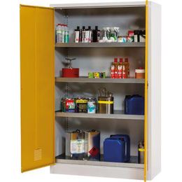 Chemikalienschrank ASECOS CF-CLASSIC, Fl&uuml;gelt&uuml;ren, Front Sicherheitsgelb, B 1200 x T 500 x H 1950 mm