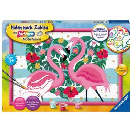 RAVENSBURGER VERLAG Ravensburger Malen nach Zahlen 28782 - Liebenswerte Flamingos - Kinder ab 7 Jahr...
