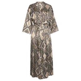 Kimono Lascana, Damen, Gr. 36, gold (gemustert), Satin, gemustert, Langform, Hausm&auml;ntel, in edler Satin-Qualit&auml;t