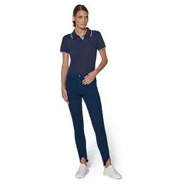 Madeleine Mode Regular-fit-Jeans MADELEINE "Jeans Verk&uuml;rzte 5-Pocket-Hose mit Fransen", Damen, Gr. 34, N + K Gr, blau (marine), Obermaterial: 71% Baumwolle CO. 20% Lyocell CLY. 6% Polyester PES. 3% Elasthan EL., Modern, Jeans, abgeschr&auml;gter Fransensaum