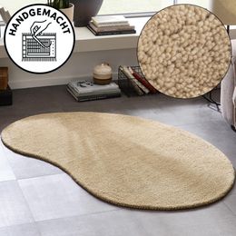 Wollteppich Theko "Gabbeh Uni, Handgefertigt, Teppich, meliert, reine Wolle" Gr. 70, beige, B:100cm H:14mm L:150cm, Wolle, Teppiche, Schlafzimmer, Wohnzimmer, Esszimmer, auch als L&auml;ufer, eckig oder rund