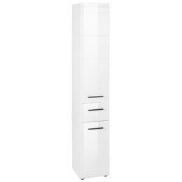 Hochschrank Welltime "Sovana", wei&szlig;, wei&szlig; hochglanz, B:30cm H:182cm T:31cm, FSC-zertifizierter Holzwerkstoff, Schr&auml;nke, Hochschrank, Badschrank mit einer Schublade und 5 F&auml;chern - (B/T/H) 30/31/182 cm