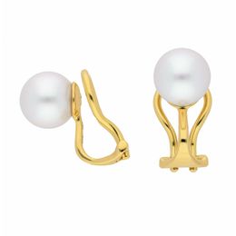 Adelia&acute;s Paar Ohrclips ADELIA&acute;S "Ohrclips Ohrringe 585 Gold ( 14K ) mit Perle", gold, Ohrringe, Damen, Damen, Gold, Goldohrringe
