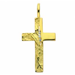 Adelia&acute;s Kettenanh&auml;nger ADELIA&acute;S "Kreuzanh&auml;nger 333 Gold ( 8K ) mit Zirkonia", gold, Schmuckanh&auml;nger, Damen, mit Zirkonia, Gold, Kettenanh&auml;nger, Goldanh&auml;nger Kreuz