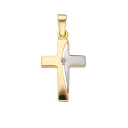Adelia&acute;s Kettenanh&auml;nger ADELIA&acute;S "Kreuzanh&auml;nger 333 Gold ( 8K ) mit Zirkonia", silber, Schmuckanh&auml;nger, Damen, mit Zirkonia, Gold, Kettenanh&auml;nger, Goldanh&auml;nger Kreuz