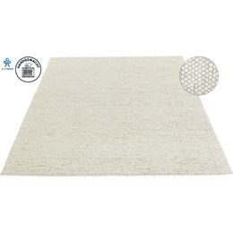 Wollteppich "Ainhoa, handgewebt, Wolle" Gr. 1, beige (creme), B:60cm H:12mm L:90cm, Kunstfaser, Wolle, LeGer Home by Lena Gercke, Teppiche, einfarbig, Wolle, Teppich, Wohnzimmer, Schlafzimmer, Esszimmer