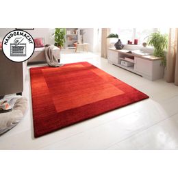 Wollteppich Theko "Gabbeh Super, Handweb, auch als L&auml;ufer erh&auml;ltlich, reine Wolle" Gr. 8, rot, B:300cm H:9mm L:400cm, Wolle, Teppiche, Schlafzimmer, Wohnzimmer, Esszimmer, auch als Bettumrandung