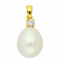 Adelia&acute;s Kettenanh&auml;nger ADELIA&acute;S "Perlenanh&auml;nger 333 Gold ( 8K ) mit Zirkonia", gold, Schmuckanh&auml;nger, Damen, mit Zirkonia, Gold, Kettenanh&auml;nger, Goldanh&auml;nger Perle