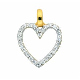 Adelia&acute;s Kettenanh&auml;nger ADELIA&acute;S "Herzanh&auml;nger 333 Gold ( 8K ) mit Zirkonia", transparent (silber), Schmuckanh&auml;nger, Damen, mit Zirkonia, Gold, Kettenanh&auml;nger, Goldanh&auml;nger Herz