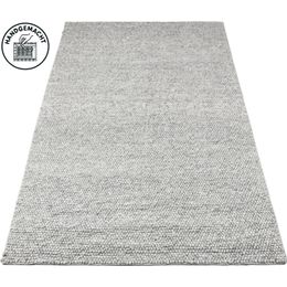 Wollteppich OTTO HOME "Wolly, Wolle" Gr. 5, grau (stone), B:200cm H:14mm L:200cm, Wolle, Teppiche, handgewebt, Handweb Teppiche, Wohnzimmer, Schlafzimmer, Esszimmer