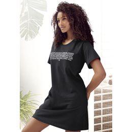Bigshirt Kangaroos, Damen, Gr. 32/34, schwarz, Single Jersey, Obermaterial: 100% Baumwolle, bedruckt, l&auml;ssig geschnitten mini, Rundhals, Raglan&auml;rmel, Shirts Sleepshirt Nachthemd, mit Slogan-Frontdruck