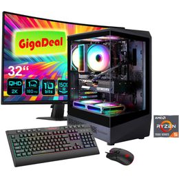 GAMEMAX Gaming-PC-Komplettsystem "GigaDeal VISTA COC AB 2791 Ryzen 5 7500F 16GB DDR5 1TB SSD RTX 5070", Energieeffizienz: G (A-G), schwarz, Microsoft Windows 11 Home (64 Bit), 16 GB RAM 1.000 GB SSD, Computer_Komplettsysteme, Windows 11, DDR5 RAM + Gigabyte GS32QCA LED-Monitor Curved, 80 cm 32"