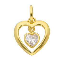 Adelia&acute;s Kettenanh&auml;nger ADELIA&acute;S "333 Gold Anh&auml;nger Herz", gold, Schmuckanh&auml;nger, Damen, Gold, Kettenanh&auml;nger, mit Zirkonia Goldschmuck f&uuml;r Damen