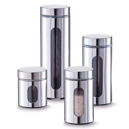Vorratsdose zeller PRESENT, silber (silberfarben), Glas, Lebensmittelaufbewahrungsbeh&auml;lter, Vorratsdose, Modernes Design hebt jedes Zuhause hervor