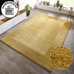Wollteppich Theko "Gabbeh Super, Handweb, auch als L&auml;ufer erh&auml;ltlich, reine Wolle" Gr. 1, gelb, B:60cm H:9mm L:90cm, Wolle, Teppiche, Schlafzimmer, Wohnzimmer, Esszimmer, auch als Bettumrandung