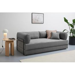 Schlafsofa HOMSY BY ANA JOHNSON "Folda Dauerschl&auml;fer, B: 206 cm, Liegefl. 181x198 cm", hellgrau, B:206cm H:72cm T:94cm, Sofas, Schlafsofa, mit Bett-/Schlaffunktion, inkl. 1x Zierkissen, Tonnentaschenfederkern