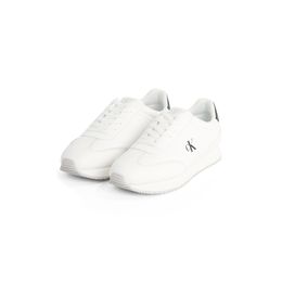 Plateausneaker Calvin Klein Jeans "RUNNER LACEUP TC", Herren, Gr. 45, schwarz-wei&szlig; (wei&szlig;, schwarz), Leder, Schuhe Plateausneaker, Freizeitschuh, Halbschuh, Schn&uuml;rschuh mit Kontrast-Logo