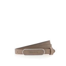 Lederg&uuml;rtel Tamaris, Damen, Gr. 95, grau (taupe), Rindsleder, G&uuml;rtel Lederg&uuml;rtel, Elegante, lederbezogene Koppelschlie&szlig;e in gl&auml;nzendem Silber