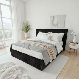 Polsterbett OTTO HOME "AVVRA in der Gr&ouml;&szlig;e 180x200 cm, mit flauschigen Breitcord bezogen", schwarz, B:201cm H:118cm L:220cm, Betten, Polsterbett, wahlweise mit Lattenrost und King-Matratze (28cm)