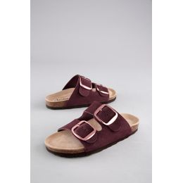 Pantolette ANISTON SHOES, Damen, Gr. 39, rot (bordeaux), Veloursleder, Schuhe Pantolette, Hausschuh, Sommerschuh, Schlappen