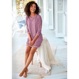 Nachthemd Vivance Dreams, Damen, Gr. 32/34, N-Gr, lila (mauve), Single Jersey, Obermaterial: 100% Baumwolle, Basic, bequem kurz, Rundhals, Rippb&uuml;ndchen, Kleider Nachthemd, mit Ripp-Abschl&uuml;ssen