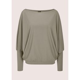 Madeleine Mode Langarmshirt MADELEINE "Langarmshirt Lockeres Longsleeve mit Fledermaus&auml;rmeln", Damen, Gr. 38, gr&uuml;n (schilf), Obermaterial: 62% Viskose CV. 30% Polyamid PA. 8% Elasthan EL., Modern, schmal, U-Boot-Ausschnitt, Shirts Langarmshirt, Weite Fledermaus&auml;rmel