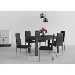 Essgruppe OTTO HOME "Brooklynn", grau (schieferfarben, schwarz), B:120cm, Sitzm&ouml;bel-Sets, Essgruppe, 4 St&uuml;hle mit einem pflegeleichten Kunstleder Bezug, 1 Tisch
