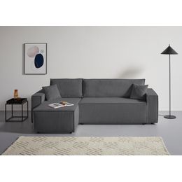 Ecksofa OTTO HOME "CASSI L-Form, 241cm - OTTO. Verl&auml;ssliche Qualit&auml;t.", grau (anthrazit), B:241cm H:80cm T:48cm, Sofas, Ecksofa, Schlaffunktion (133/200), Bettkasten, Cord, Unser Tiefpreis, Topseller