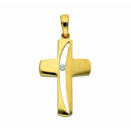 Adelia&acute;s Kettenanh&auml;nger ADELIA&acute;S "Kreuzanh&auml;nger 333 Gold ( 8K ) mit Zirkonia", gold, Schmuckanh&auml;nger, Damen, mit Zirkonia, Gold, Kettenanh&auml;nger, Goldanh&auml;nger Kreuz