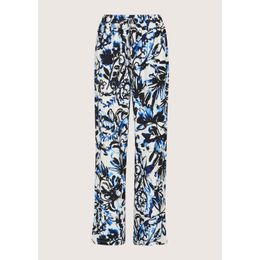 Madeleine Mode Chinos MADELEINE "Druckhose Sommerhose mit Allover-Print", Damen, Gr. 46, N + K Gr, wei&szlig; (wei&szlig;, marine), Obermaterial: 100% Viskose CV., Modern, weit, Hosen, Druckhose mit Komfortbund und Tunnelzug