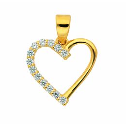 Adelia&acute;s Kettenanh&auml;nger ADELIA&acute;S "Herzanh&auml;nger 333 Gold ( 8K ) mit Zirkonia", gold, Schmuckanh&auml;nger, Damen, mit Zirkonia, Gold, Kettenanh&auml;nger, Goldanh&auml;nger Herz