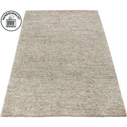 Wollteppich OTTO HOME "Wolly, Wolle" Gr. 5, beige (sand), B:200cm H:14mm L:200cm, Wolle, Teppiche, handgewebt, Handweb Teppiche, Wohnzimmer, Schlafzimmer, Esszimmer