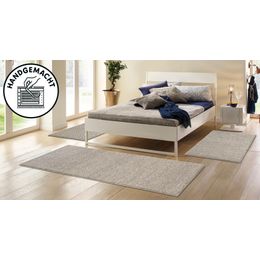 Bettumrandung OTTO HOME "Wolly, Handweb Teppiche" Gr. 14, grau (stone), H:14mm, Obermaterial: 93% Wolle, 7% Polyester, Bettumrandungen, Bettvorleger, Wolle, handgewebt, L&auml;ufer-Set Wohnzimmer, Schlafzimmer