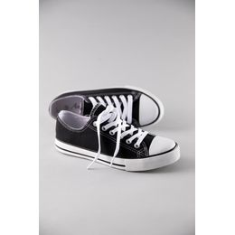 Sneaker ANISTON SHOES, Damen, Gr. 37 (4,5), schwarz, Textil, Schuhe Skaterschuh Canvassneaker Sneaker low, Freizeitschuh, Sneaker mit klassischen umlaufenden schwarzen Streifen
