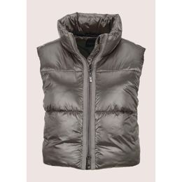 Madeleine Mode Kurzweste MADELEINE "Steppweste Sommerweste mit Glanz-Finish", Damen, Gr. 42, grau (graphit), Obermaterial: 100% Polyamid PA., Modern, normal, Westen, Wattierte Steppweste in Kurzform