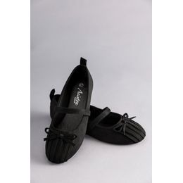 Ballerina ANISTON SHOES, Damen, Gr. 37, schwarz, Textil, Veloursleder, Schuhe Ballerina, Riemchenballerina, Schlupfschuh, Loafer, Slipper