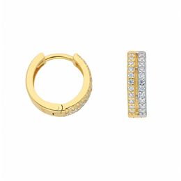 Adelia&acute;s Paar Creolen ADELIA&acute;S "Creolen Ohrringe 333 Gold ( 8K ) mit Zirkonia", silber, Ohrringe, Damen, Damen, Gold, Goldohrringe